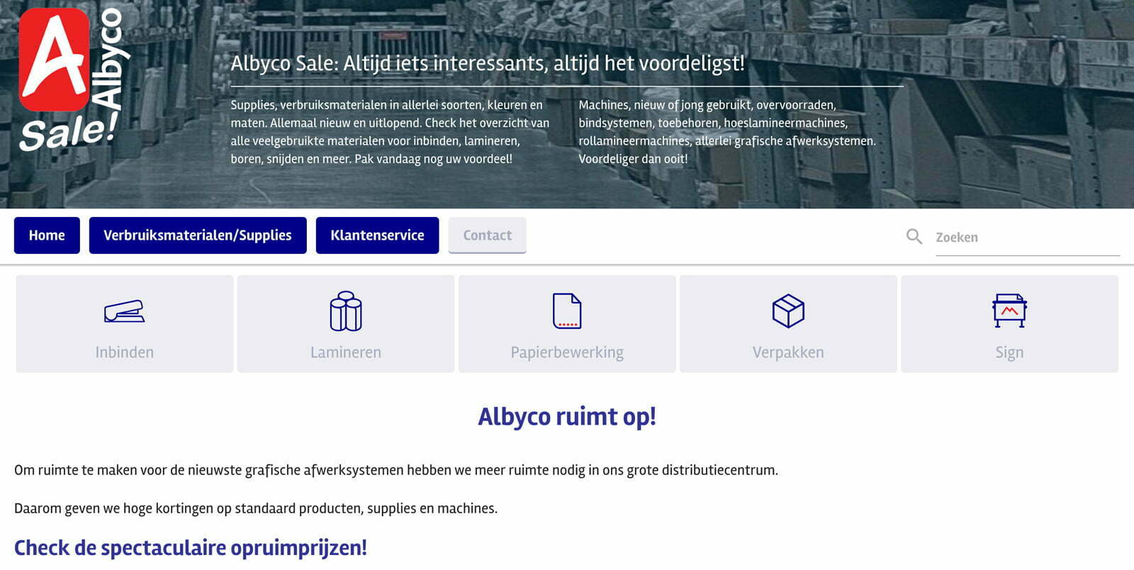 Sale: machines en toebehoren - Albyco